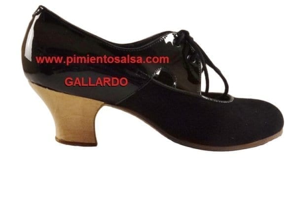 GALLARDO SHOES MODEL YERBABUENA B PATEN LEATHER AND SUEDE - Pimiento Salsa