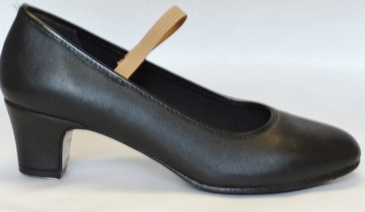 BLACK LEATHER SHOE WITH ELASTIC AND CHAPA - Pimiento Salsa