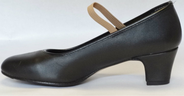 BLACK LEATHER SHOE WITH ELASTIC AND CHAPA - Pimiento Salsa