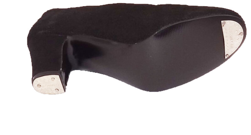 BLACK SUEDE SHOE WITH ELASTIC AND CHAPA - Pimiento Salsa